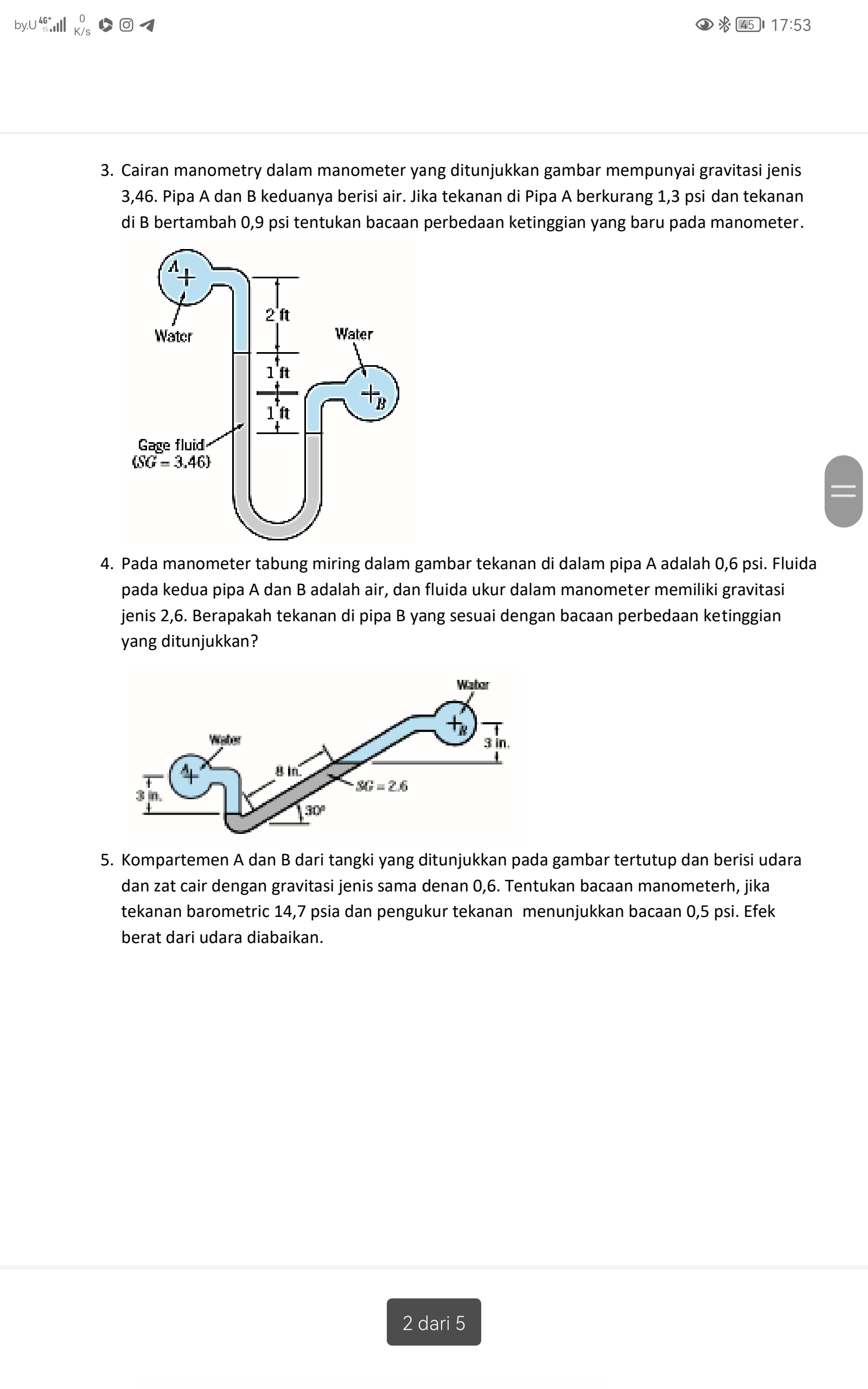 Solved 3. The manometric fluid in the depicted manometer has | Chegg.com