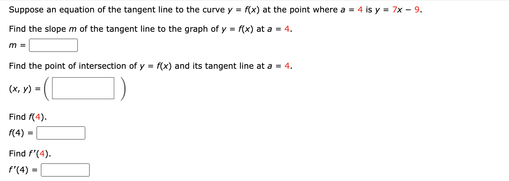 Solved Suppose an equation of the tangent line to the curve | Chegg.com