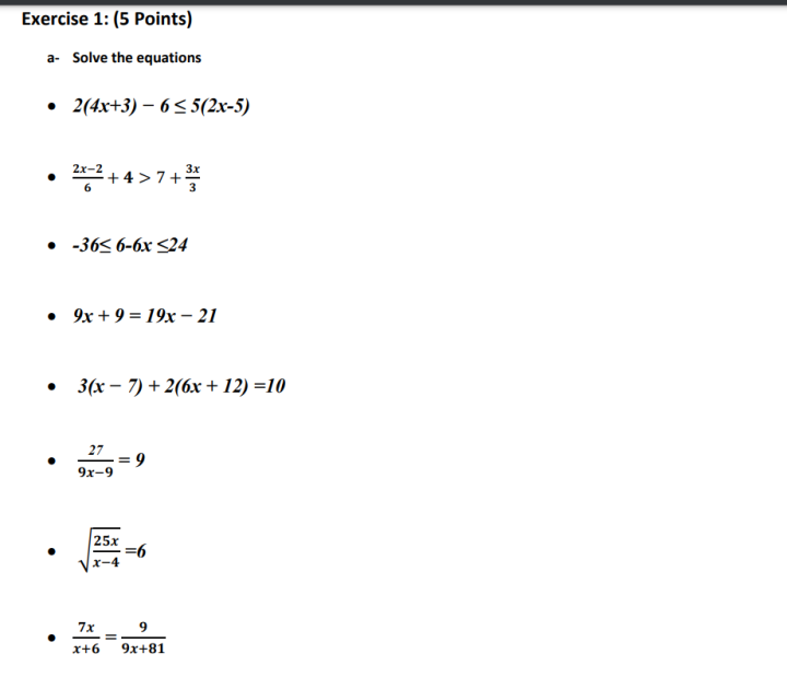 Solved Exercise 1: (5 Points) a- Solve the equations • | Chegg.com
