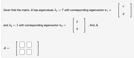 Solved Given that the matrix A has eigenvalues lambda1 = 7 | Chegg.com