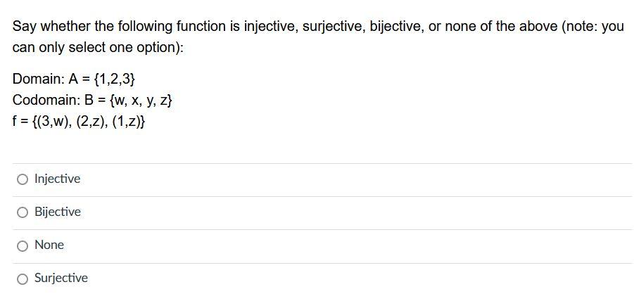 Solved Say whether the following function is injective, | Chegg.com