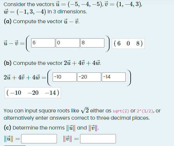 Solved Consider the vectors | Chegg.com