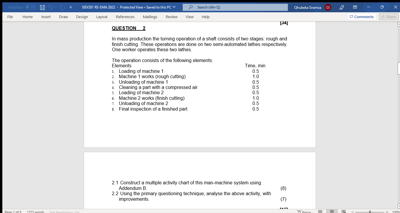 In mass production the turning operation of a shaft | Chegg.com