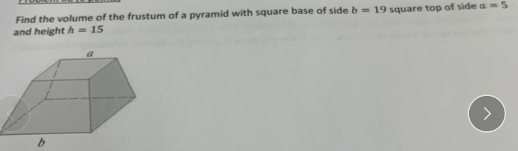 Solved Find the volume of the frustum of a pyramid with | Chegg.com