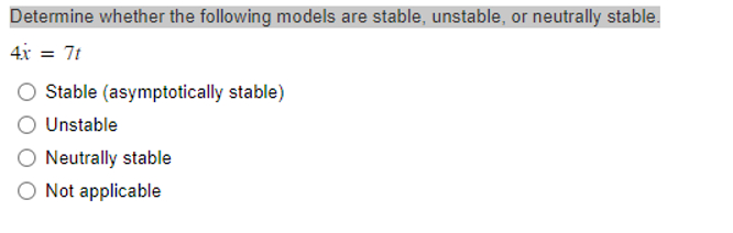 Solved Determine whether the following models are stable, | Chegg.com