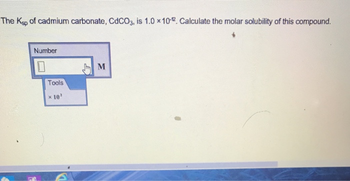 Solved The K_sp of cadmium carbonate, CdCO_3, is 1.0 times | Chegg.com