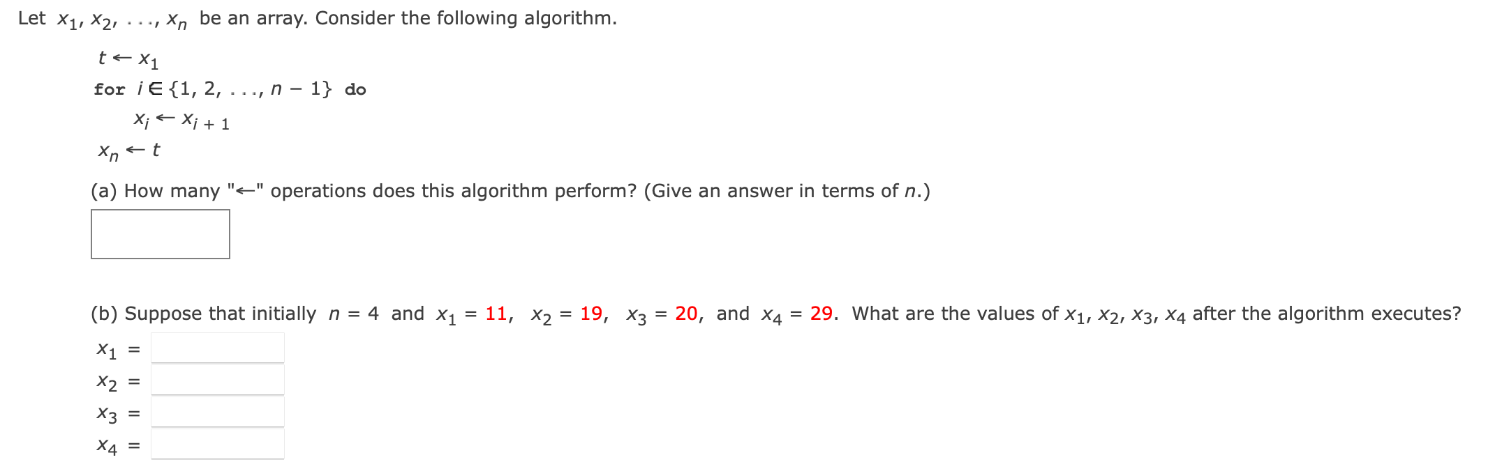 Solved Let X1, X2 ... , Xn be an array. Consider the | Chegg.com
