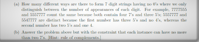 Solved (a) How many different ways are there to form 7 digit | Chegg.com
