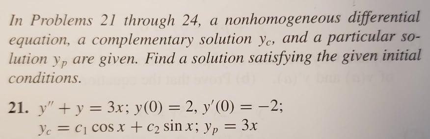 Solved In Problems 21 through 24, a nonhomogeneous | Chegg.com