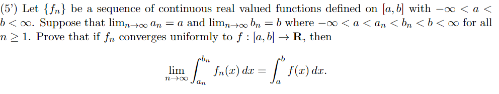 Solved (5') Let {fr} be a sequence of continuous real valued | Chegg.com