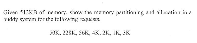 Solved Given 512KB of memory, show the memory partitioning | Chegg.com