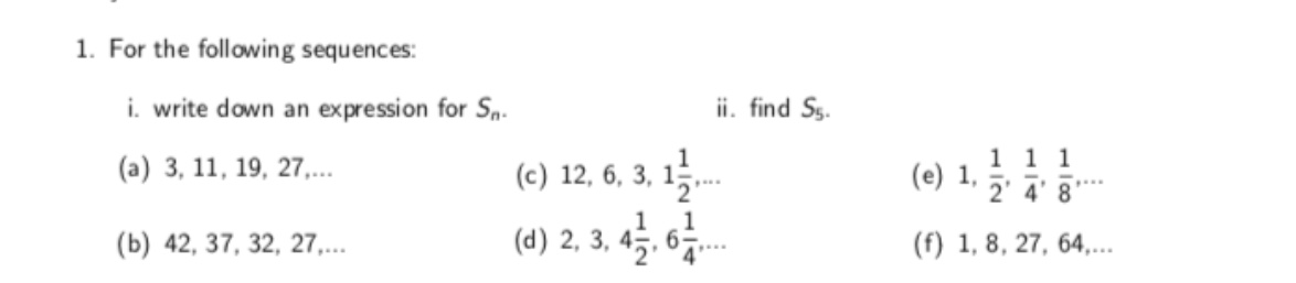 Solved 1. For the following sequences: i. write down an | Chegg.com