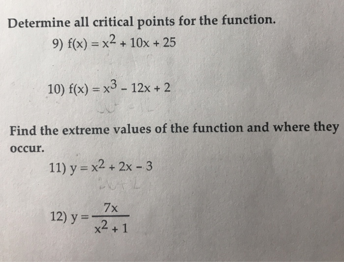Solved Determine all critical points for the function. 9) | Chegg.com