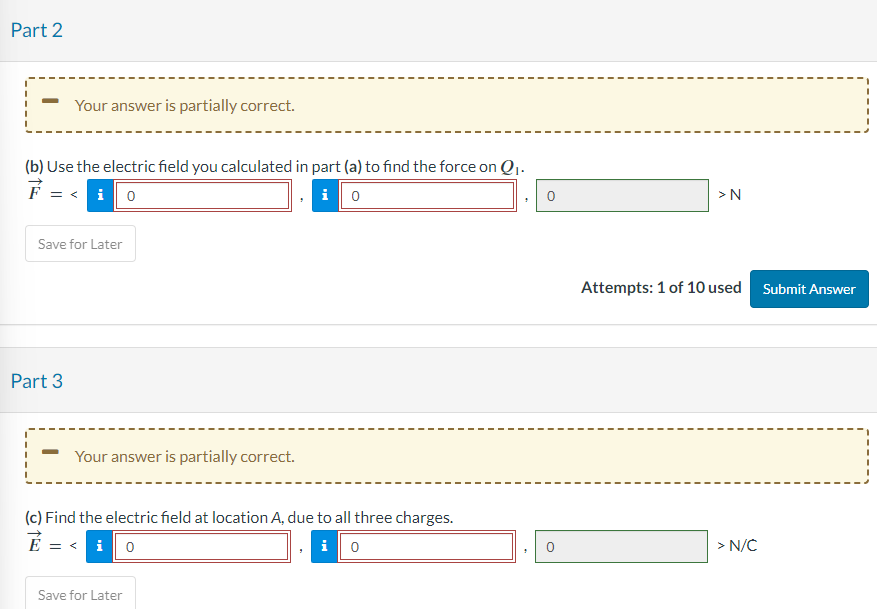 Solved Field and force with three charges At a particular | Chegg.com