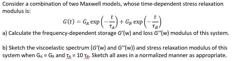 Solved Consider a combination of two Maxwell models, whose | Chegg.com
