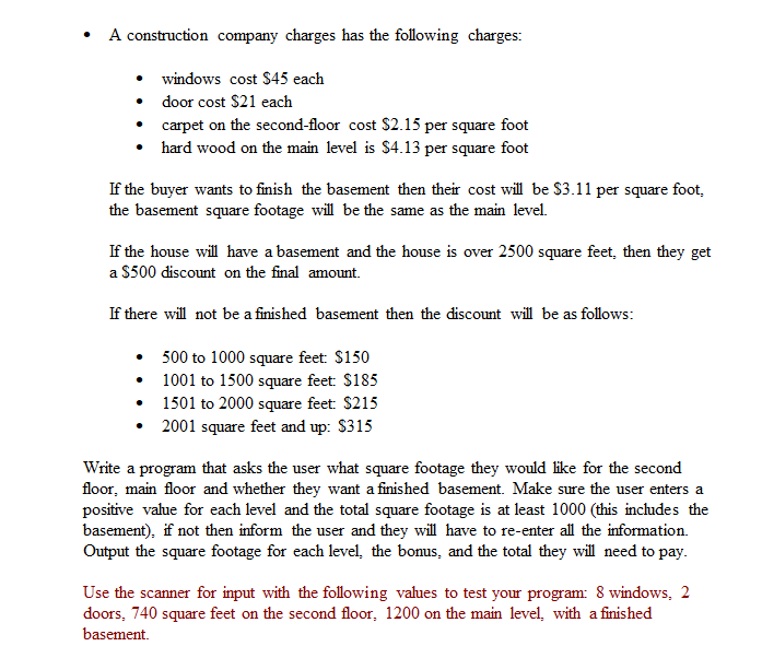 A construction company charges has the following | Chegg.com