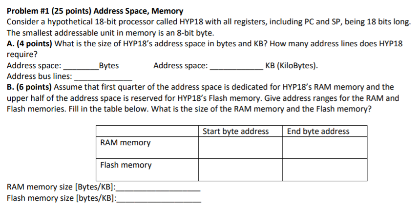 Solved Problem #1 (25 points) Address Space, Memory Consider | Chegg.com