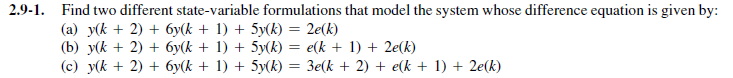 Solved 2.9-1. Find two different state-variable formulations | Chegg.com
