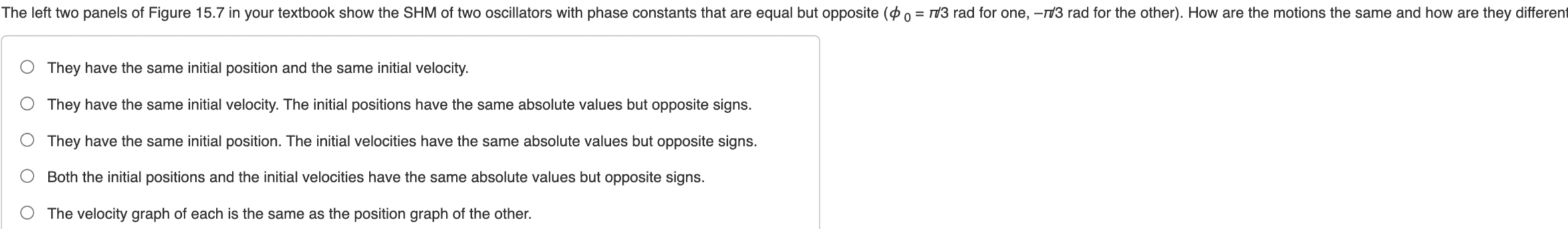 Solved They have the same initial position and the same | Chegg.com