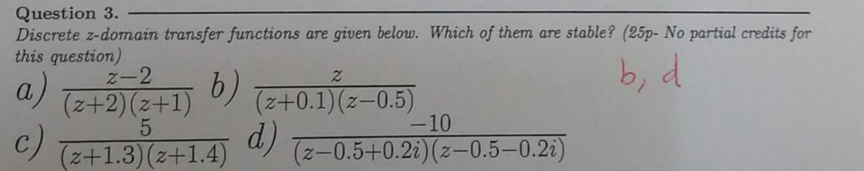 Solved Discrete z-domain transfer functions are given below. | Chegg.com