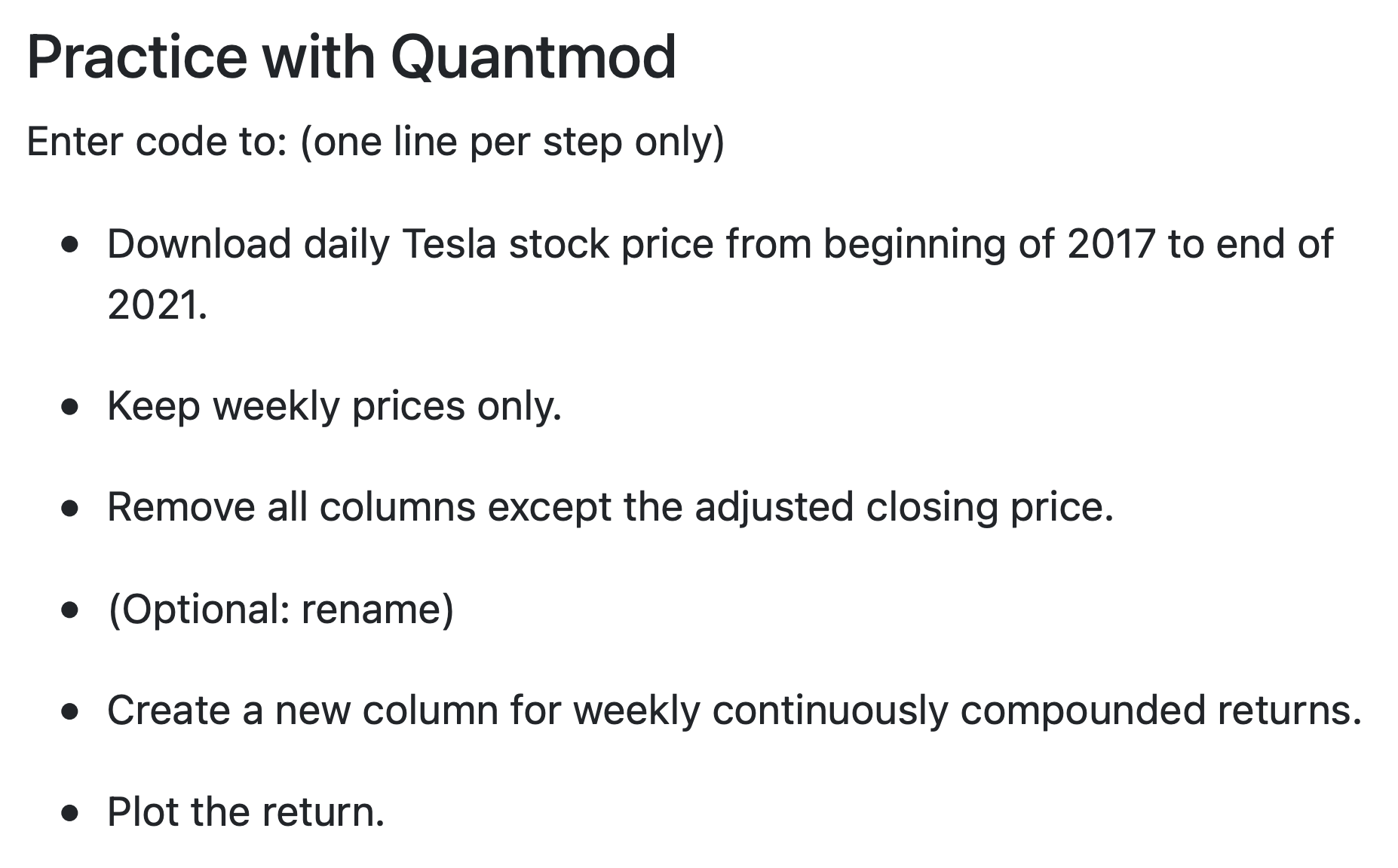 Solved Practice with Quantmod Enter code to: (one line per | Chegg.com