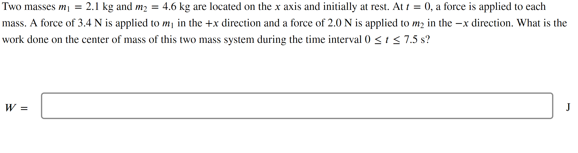 Solved Two masses 𝑚1=2.1 kg and 𝑚2=4.6 kg are located on | Chegg.com