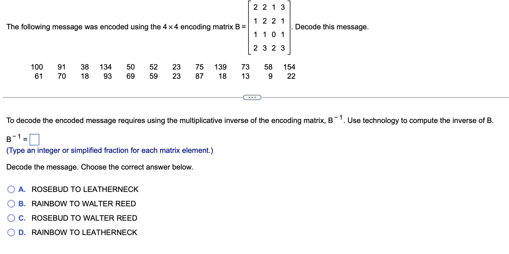 Solved 2 2 1 3 1 2 2 1 The following message was encoded | Chegg.com