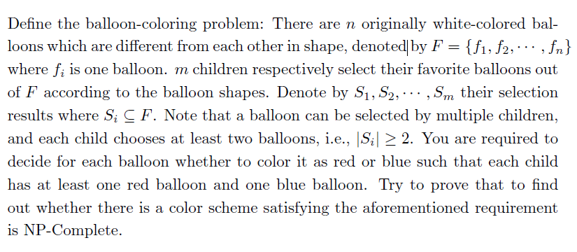 Define the balloon-coloring problem: There are n | Chegg.com