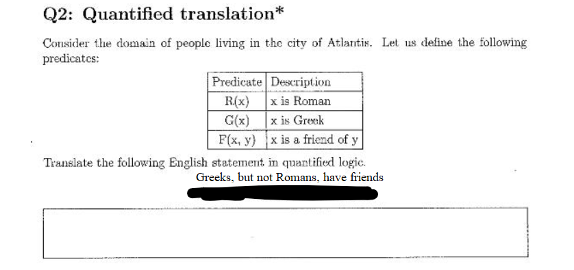 Solved Translate the following English statement in | Chegg.com