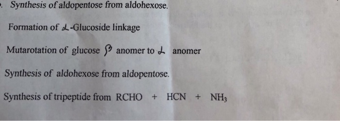 Solved Synthesis of aldopentose from aldohexose. Formation | Chegg.com