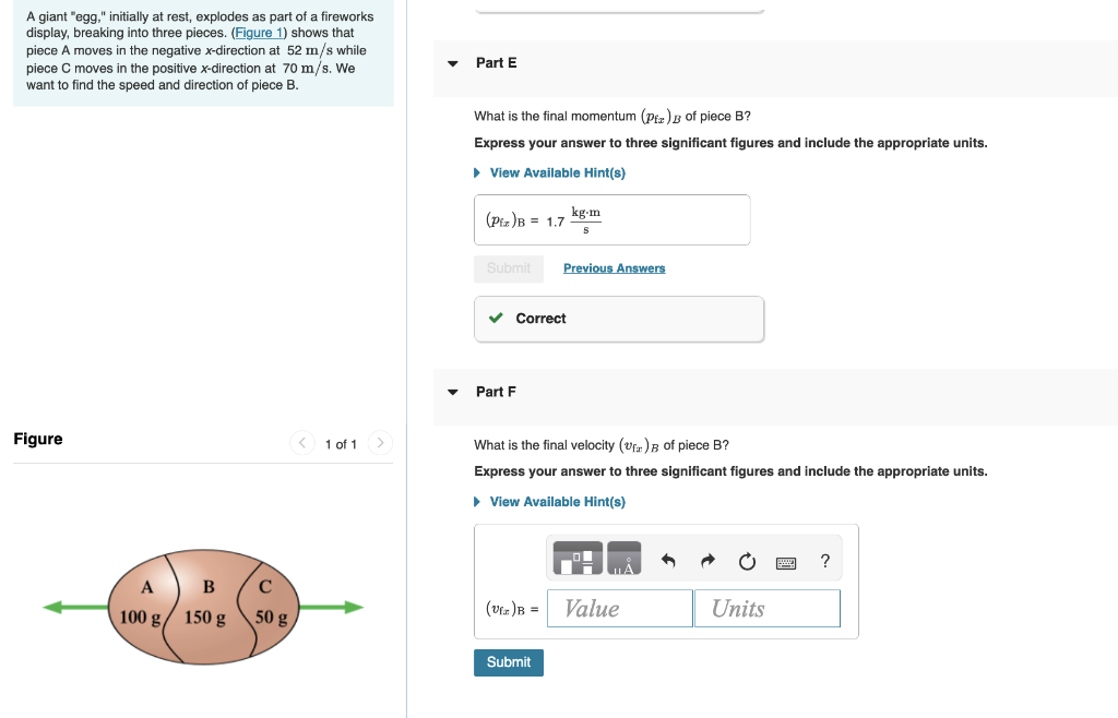 Solved A giant "egg," initially at rest, explodes as part of | Chegg.com