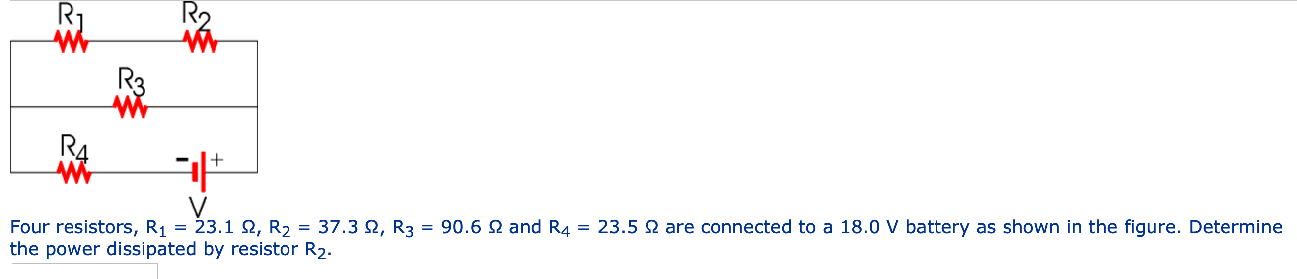 Solved R R2 R3 M RA + W V Four resistors, R1 = 23.1 12, R2 = | Chegg.com