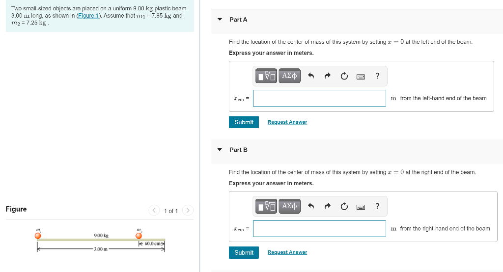 Solved Two small-sized objects are placed on a uniform 9.00 | Chegg.com