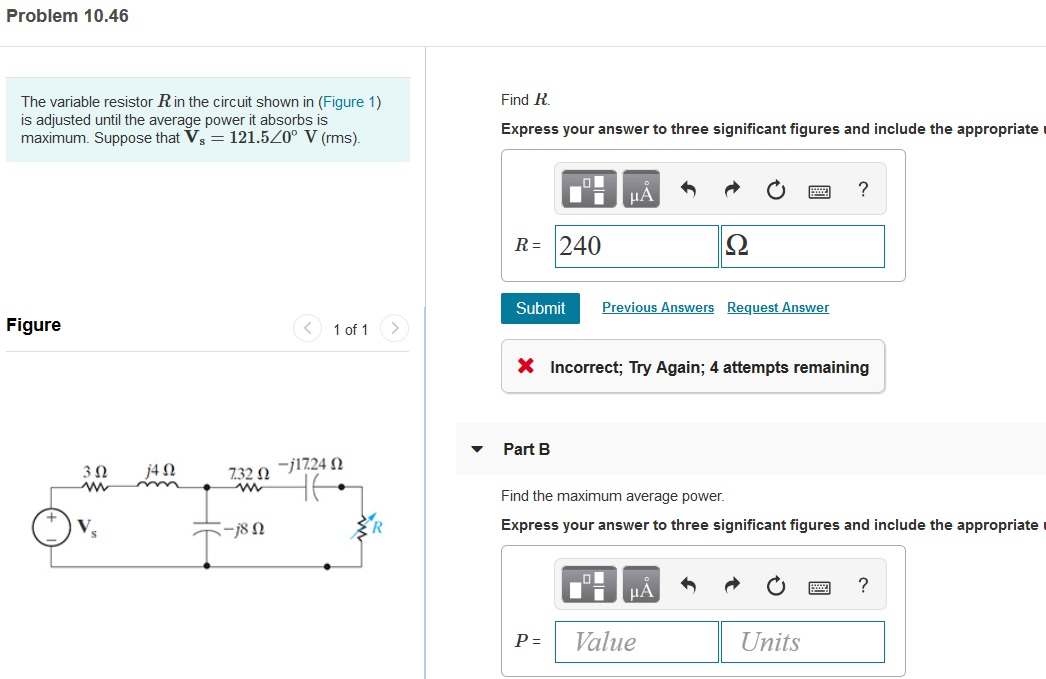 Solved Problem 10.46 The variable resistor R in the circuit | Chegg.com