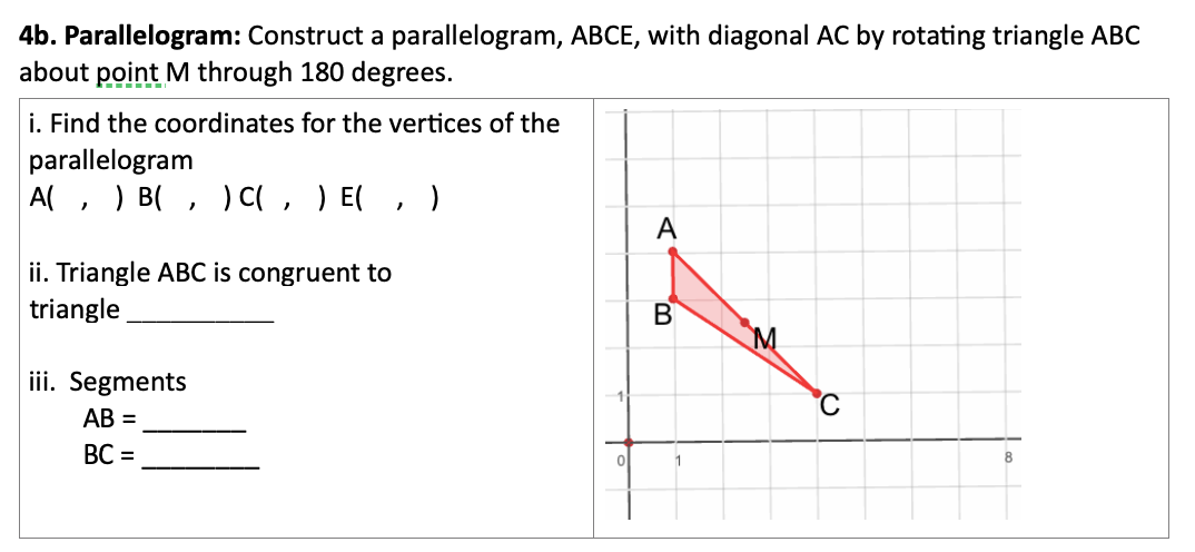 Solved 4b. Parallelogram: Construct a parallelogram, ABCE, | Chegg.com