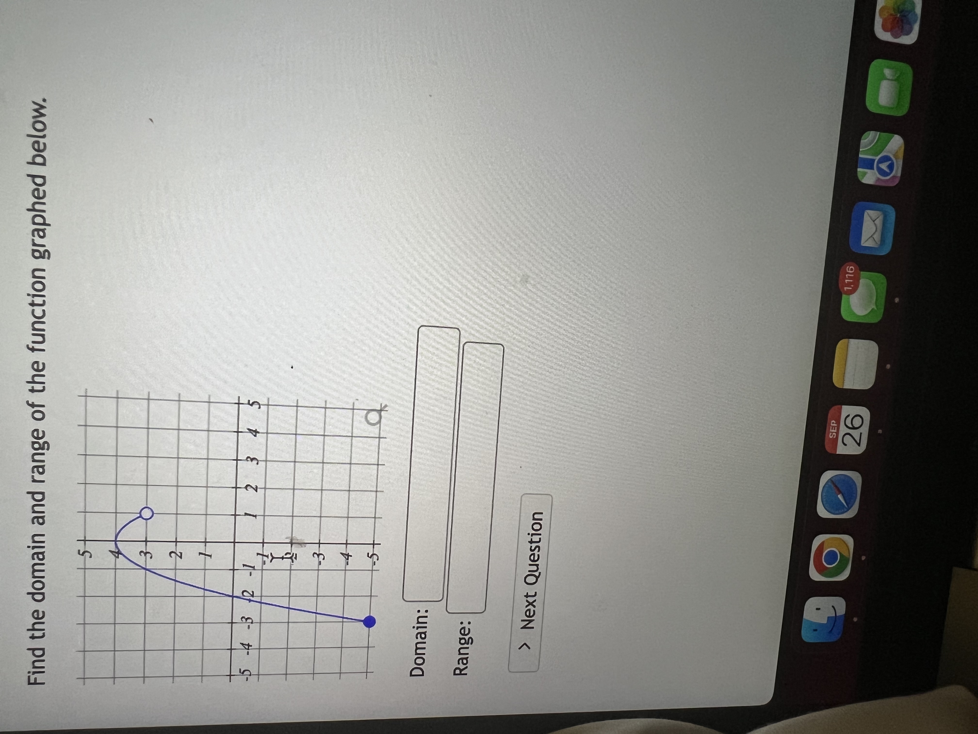 Solved Find the domain and range of the function graphed | Chegg.com
