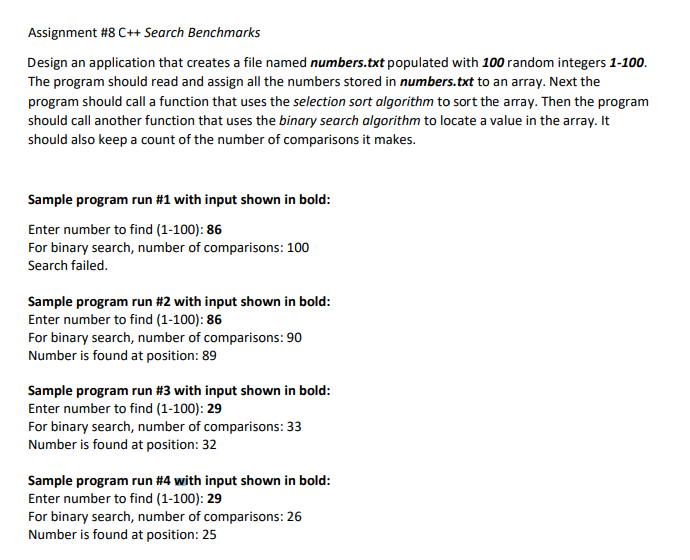 Solved Assignment 8 C Search Benchmarks Design An 
