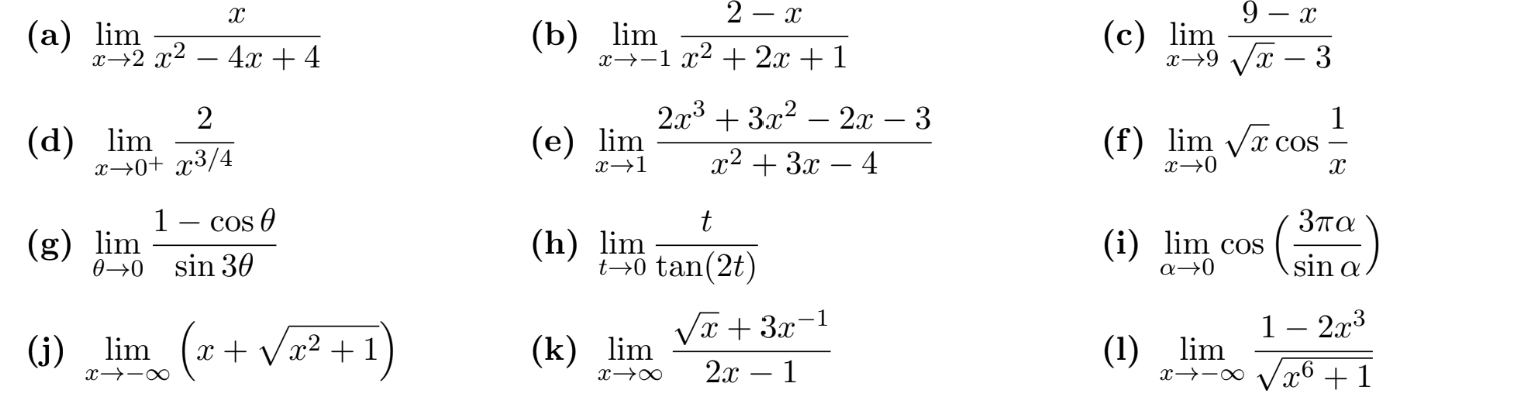 Solved (a) limx→2x2−4x+4x (b) limx→−1x2+2x+12−x (c) | Chegg.com