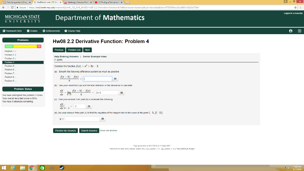 Calculus Archive | September 17 2018 | Chegg.com