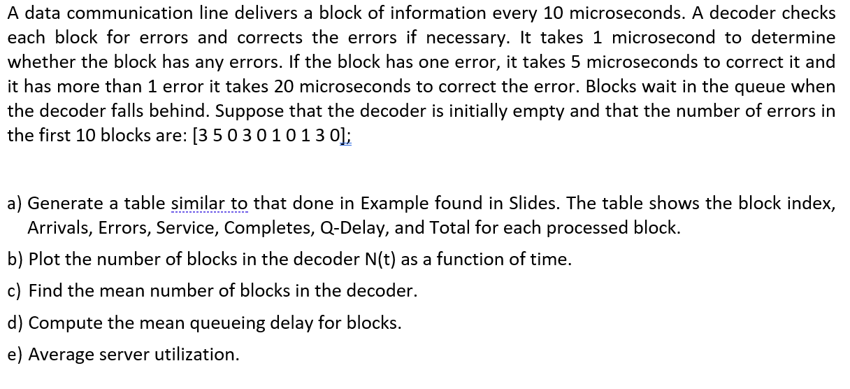 Solved A data communication line delivers a block of | Chegg.com