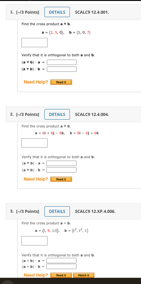 Solved 1. [-13 Points] DETAILS SCALC9 12.4.001. Find the | Chegg.com