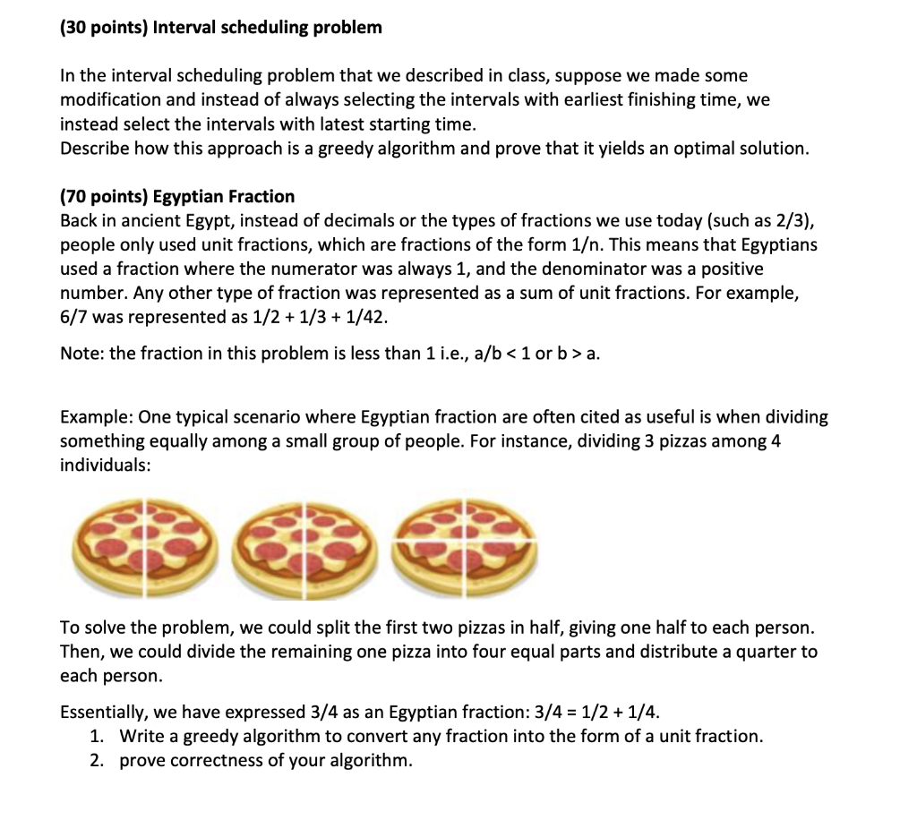 Solved (30 points) Interval scheduling problem In the | Chegg.com