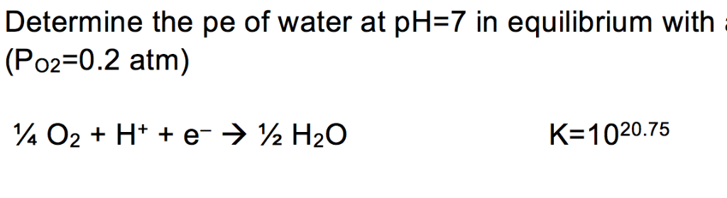 Solved Determine the pe of water at pH-7 in equilibrium with | Chegg.com