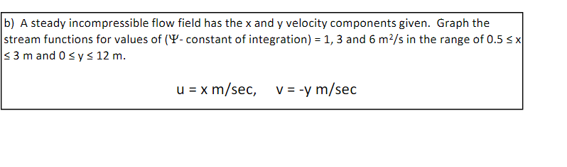 Solved b) A steady incompressible flow field has the x and y | Chegg.com