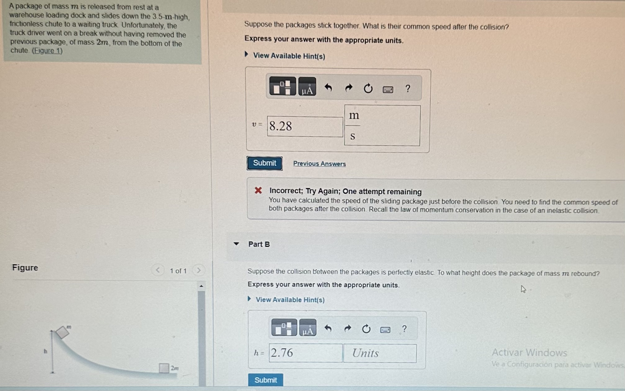 Solved A package of mass m is released from rest at a | Chegg.com