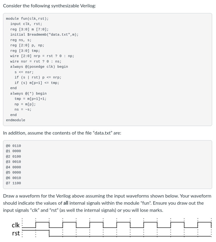 Consider the following synthesizable Verilog: module | Chegg.com