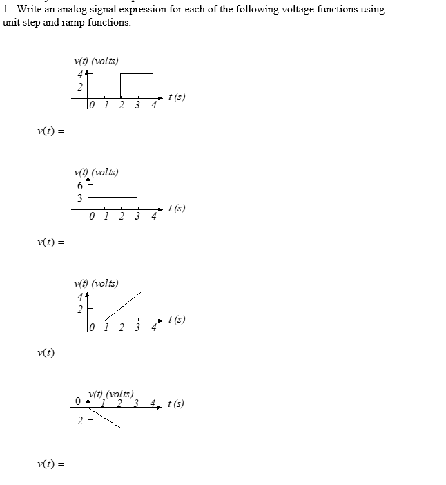 Solved 1. Write an analog signal expression for each of the | Chegg.com
