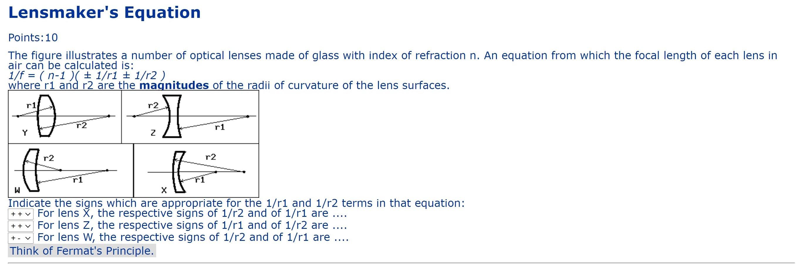 Solved Lensmaker's Equation Points:10 The figure illustrates | Chegg.com
