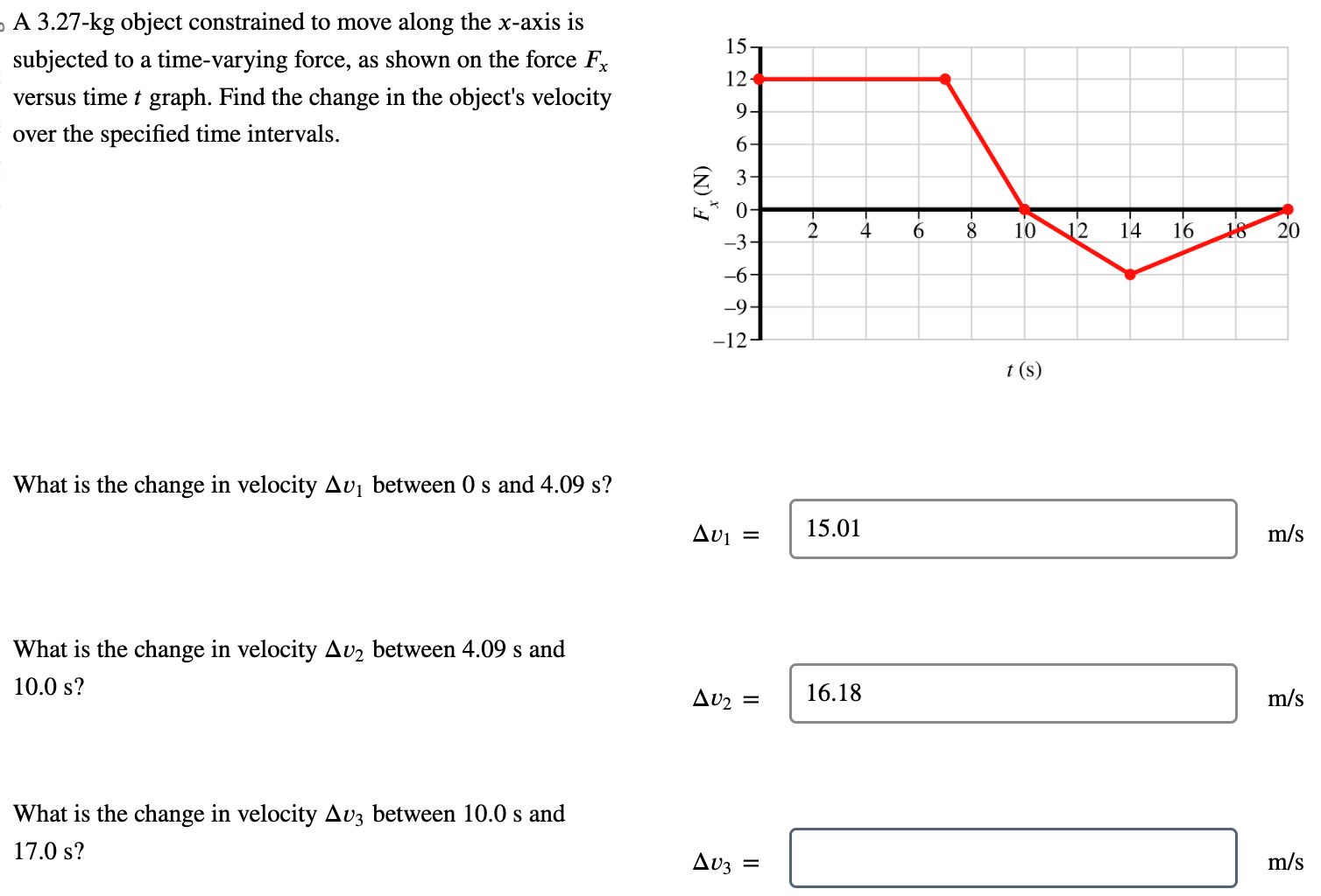 Solved A 3.27-kg object constrained to move along the x-axis | Chegg.com