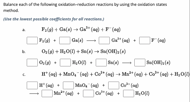 Solved Balance each of the following oxidation–reduction | Chegg.com